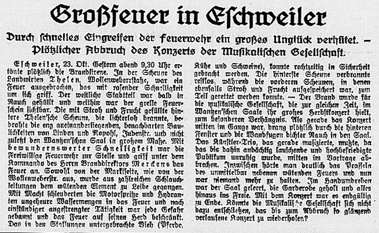 Feuerwehr Eschweiler - 1870 - 1945